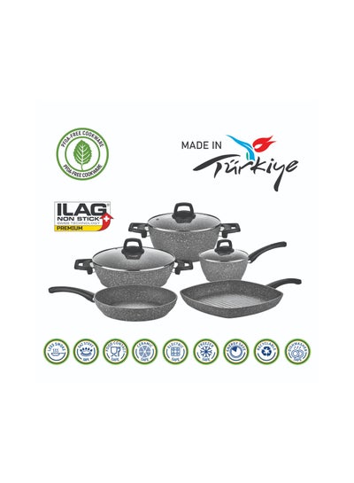 Premium Granite 8-PCS Cookware Set. Eco-Friendly, Durable and Non-Stick ...