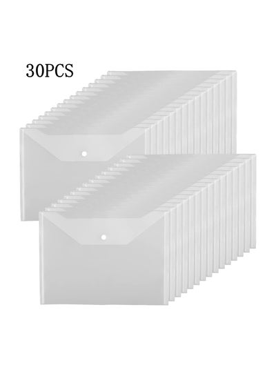 30 Pieces A4 Document Bags with Snap Button Closure, Clear Plastic Poly ...
