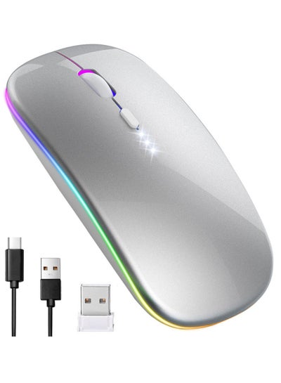 LED RGB Wireless Bluetooth Mouse, Bluetooth 5.1 + USB, 2.4GHz ...