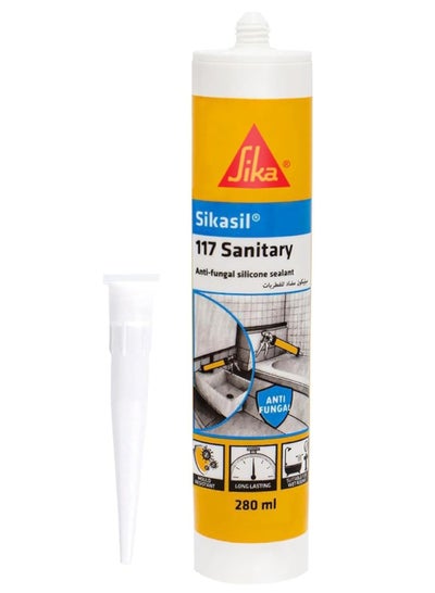 SIKA Sikasil-117 Sanitary, White, Anti-Fungal Acetoxy Silicone Sealant ...