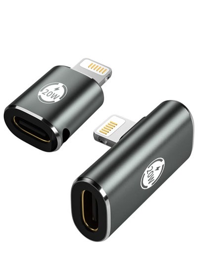 2 PCS Type C Female to Lighting Male, 90 Degree Adapter for iPhone iPad ...