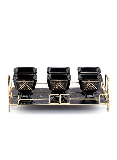 7-Piece Ice Cream Powal Set Square With Tray Porcelain(6 pieces of ...