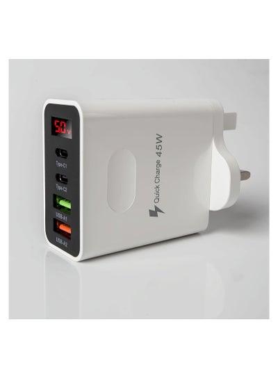 USB C Charger, 4-Port 45W USB & Type-C Super Fast Charging Mains, Wall ...
