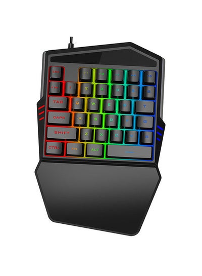 T19 Wired One-handed Gaming Keyboard 35 Key Colorful RGB Backlight ...