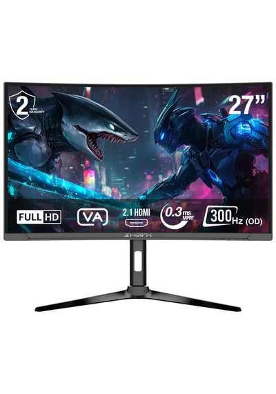 سعر SHARX Gaming Monitor 27" FHD,(1920x1080) Curved VA, OD 300Hz, 0.3ms ...