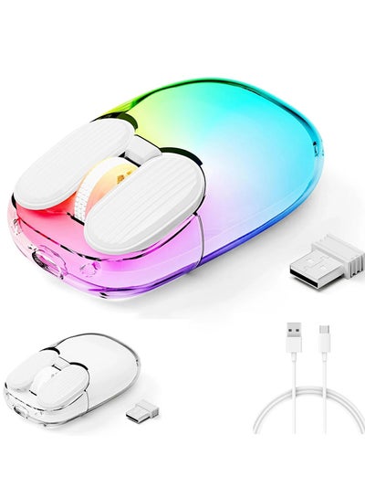 I069 2.4GHz Wireless Gaming Mouse,Portable Fully Transparent Mice,RGB ...
