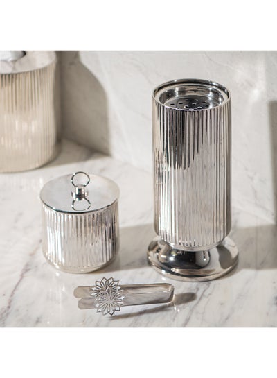 Mawaddah silver stainless steel oud burner & container set 9*9*20 cm ...