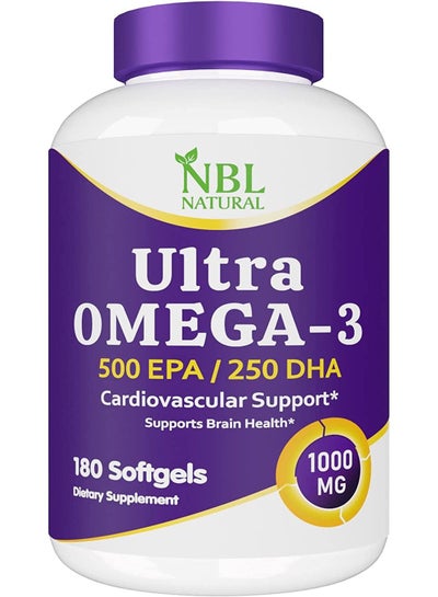 Ultra Omega 3 Fish Oil 1000mg 500 EPA 250 DHA Cardiovascular Support 180 Softgels price in UAE ...