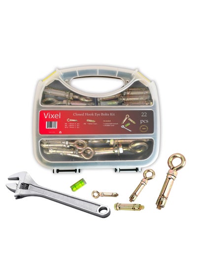 VIXEL Pack of 22 Heavy Duty closed hook Eye bolts Assortment Kit of ...