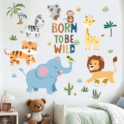 Baby Animals Wall Stickers for Nursery: Kids Boys Girls Bedroom Wall ...