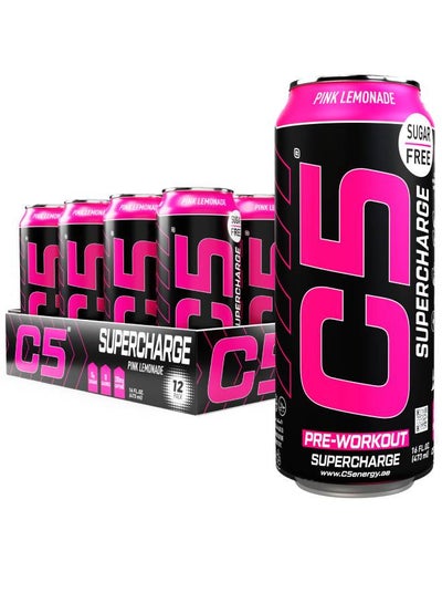 C5 Energy Drink Supercharge Pink Lemonade, Pre-Workout, 200mg Caffeine ...