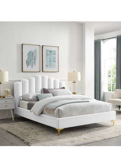 Wooden Twist Olivia Velvet Upholstery Rectangular Bed Modern Luxury Bed Frame with Stylish ...