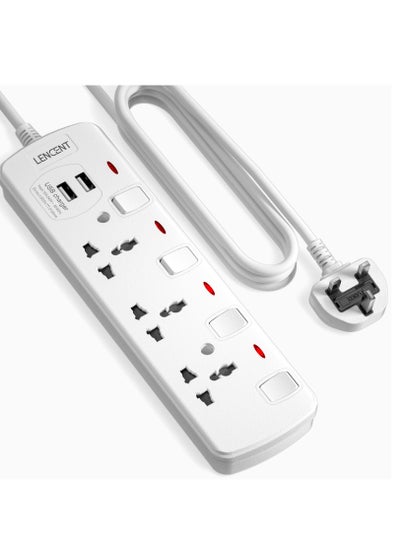 LENCENT Power Strips Extension Cord 3 Outlets Universal Plug Adapter ...