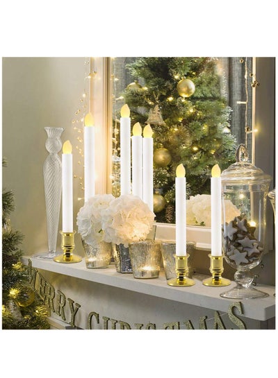 Set of 6 Flameless LED Window Candles with Battery Operation Remote ...