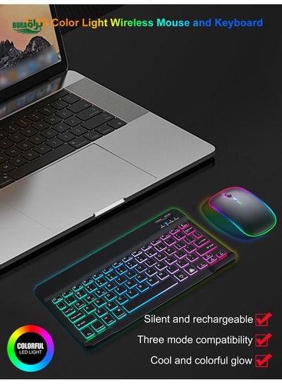 10 Inch Wireless Backlit Keyboard With Colorful Lighting Mini Silent Notebook Tablet Wireless
