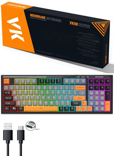 VK98 wired keyboard RGB rainbow backlight 98-key gaming keyboard 3 ...