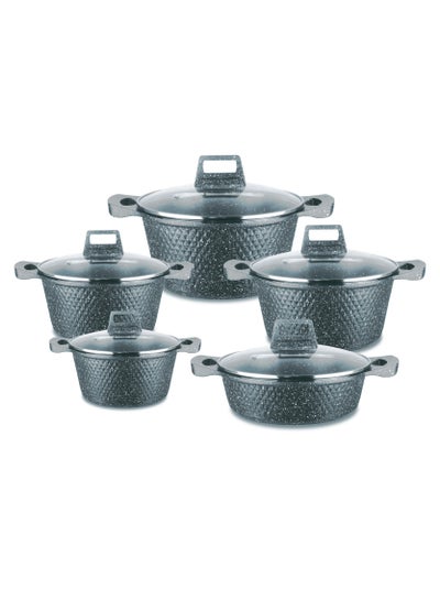 10-piece marble cookware set Aluminum pots and pans with non-stick ...