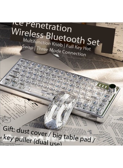 Wireless Keyboard and Mouse set Transparent RGB Mechanical Dual Mode ...