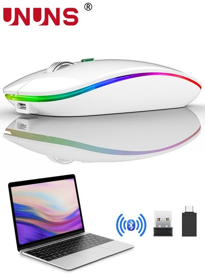 LED Wireless Bluetooth Silent Mouse,Silent Rechargeable Dual Mode BT5.0 ...