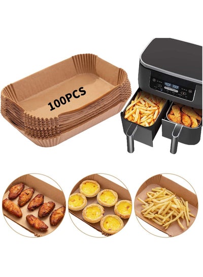 Air Fryer 100-Pack Rectangular Paper Lined Disposable Double Air Fryer ...