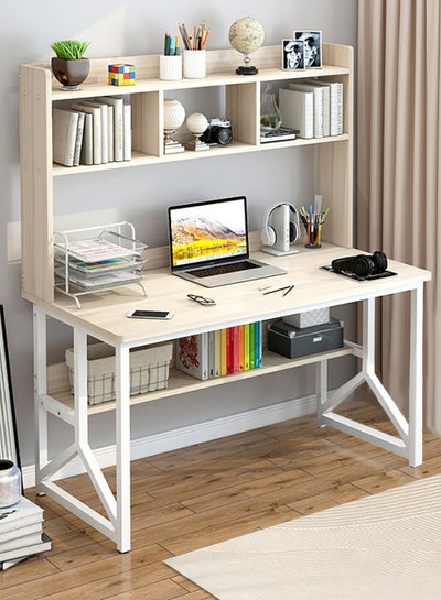 Study Desk With Storage Computer Desk Beige Wood 120x60x141.5 cm price ...