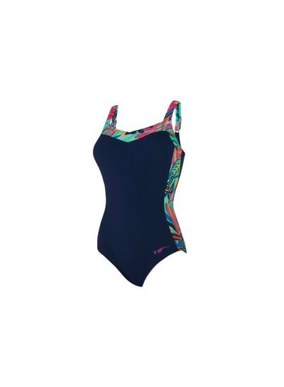 Zoggs Womens Kuringai Ankor Clipback Swimsuit Black/Blue | Ecolast+ ...