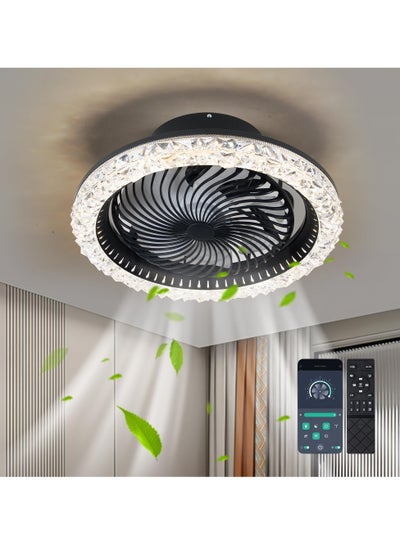 Ganeed Modern Flush Mount Dimmable Ceiling Fan with Light, Bladeless ...