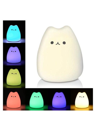 LED Cat Night Light, Battery Powered Silicone Cute Cat Nursery Lights ...