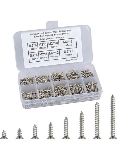 800 Packs M2 Screws Set, Phillips Flat Head Self-Tapping Screws, M2 ...