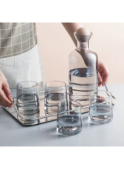 7-Pcs Glass Pitcher Set Glass Pitcher 1.2 Liter with Lid Drinking ...