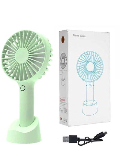 Portable Mini Handheld Fan with 3 Speed Settings and USB Port with Base ...