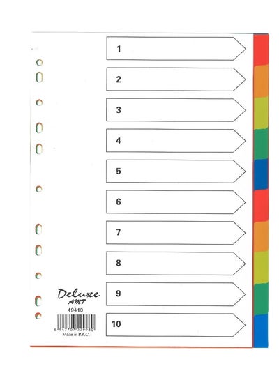 Plastic File Divider Tabs With Ten Divisions Without Number Multicolour ...