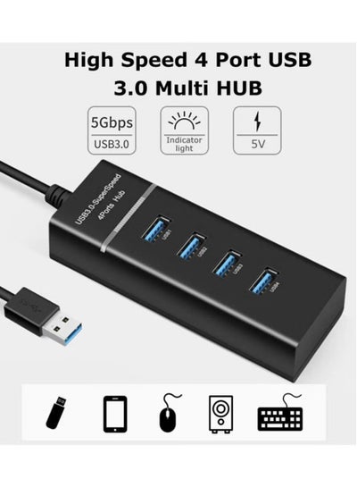 High Speed 4 Port USB 3.0 Multi HUB Splitter Expansion for Desktop PC ...