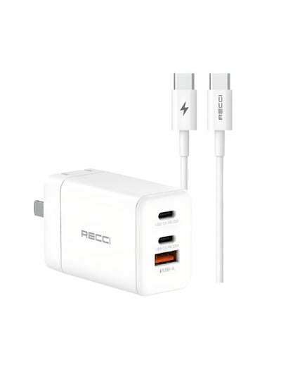 سعر RECCI 65W Gallium Nitride Fast Charger Dual Type-c Port + USB Port ...