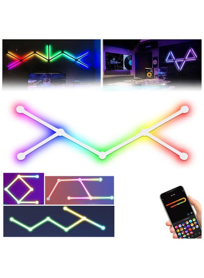 6 LED Light Lines Smart BT RGB Wall Light Lines, DIY Color LED Dimmable ...