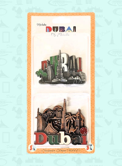 Set of 2 Dubai metal magnets 6×6 cm with vibrant landmark artwork ...