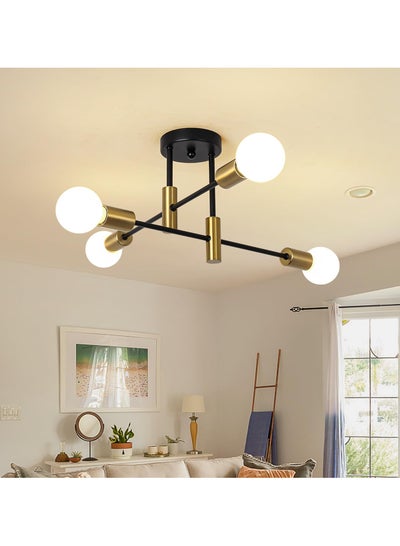 Semi Flush Mount Ceiling Light Fixture,4-Light Gold and Black Modern ...