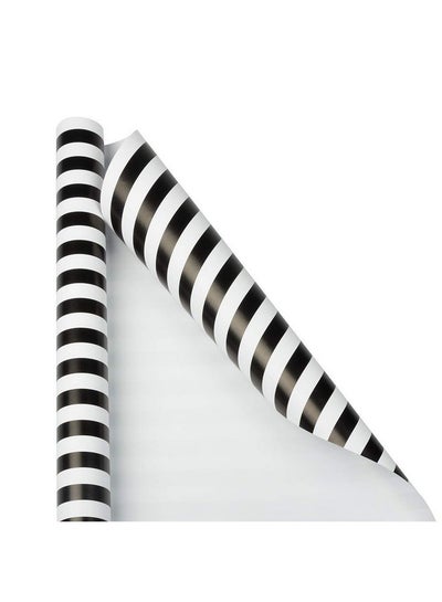 Gift Wrap - Striped Wrapping Paper - 25 Sq Ft (30 In X 10 Ft) - Black ...