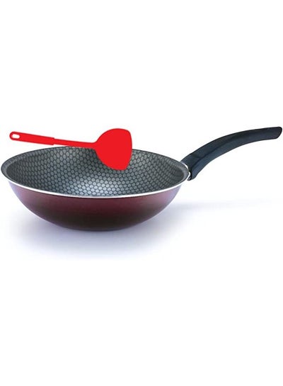 سعر Trueval woke frying pan, size 26, maroon color, with a piece of ...