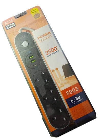 Power Strips 3 Way Outlets 2 USB 1 Type C Ports Extension Cord Board ...