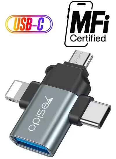 Yesido 3-in-1 USB-C to Micro 8-Pin OTG Adapter Mobile Phone to USB 3.0 ...