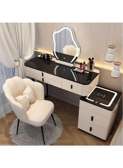 Makeup Vanity Table Dressing Table Flip Mirror With Drawers And Chair ...