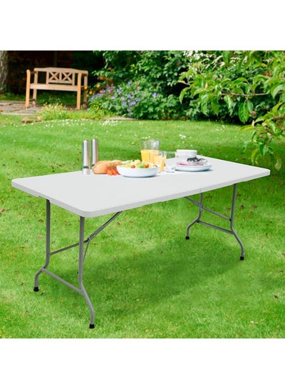 6 Foot Folding Table 6ft Portable Plastic Table with Handle, Fold-in ...