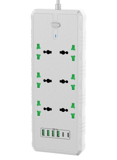 Power Extension Cord 2 Meter Cable With 6 Power Socket 4 USB 2 PD Power ...