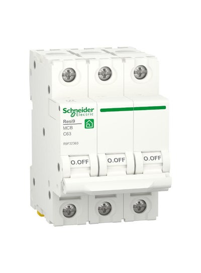 Schneider Electric Miniature circuit breaker (MCB), Resi9, 3P, 63A, C curve, 4500A (IEC/EN 60898 ...