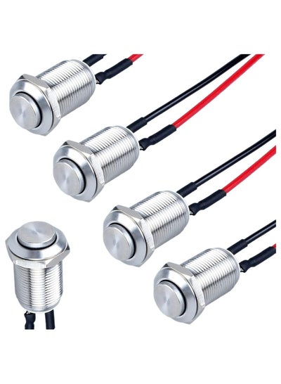 Momentary Switch, Latching Push, 5 Pcs High Round Head Button Switch ...