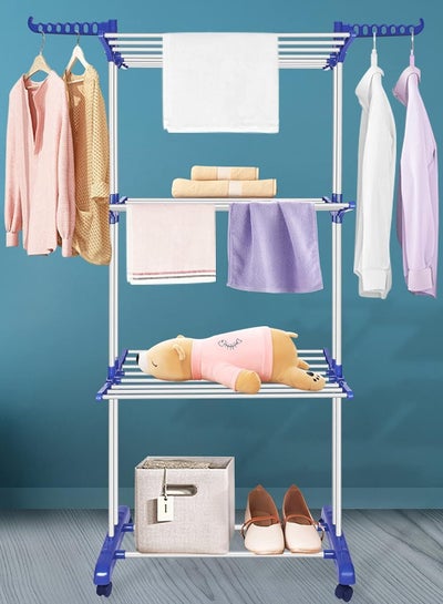 Clothes Drying Rack Stainless Steel 4-Tier Collapsible Rolling Drying ...