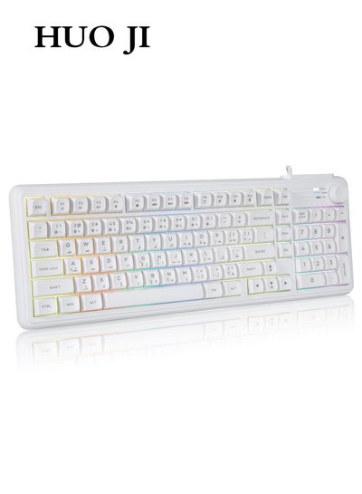 CK606 RGB Gaming Keyboard, Arabic/English Bilingual Layout, Wired Retro ...