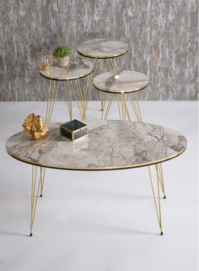 A Set Of 4 Pieces Consisting Of A Coffee Table And 3 Side Tables For An ...