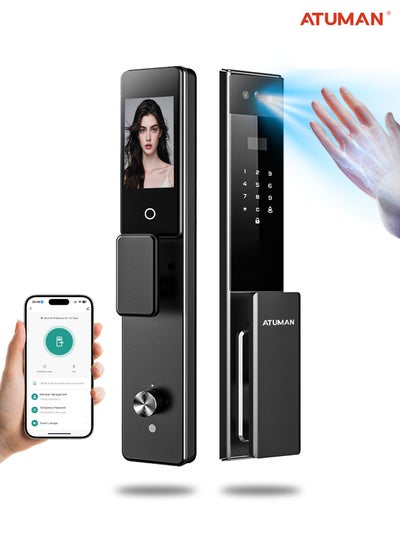 Smart Door with Camera,Smart Door Lock,Palm Vein unlock 3D Facial Recognition,Real-Time Monitor ...